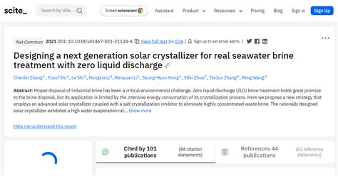 Designing A Next Generation Solar Crystallizer For Real Seawater Brine Treatment With Zero