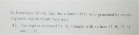 Solved In Exercises 43−46 Find The Volume Of The Solid