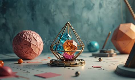 3d Geometric Sculpture Features Triangular Base With Circular Top