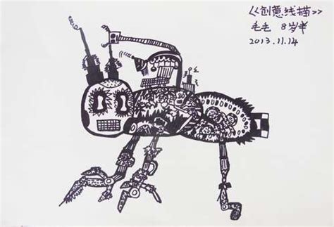 创意儿线描 创意线描人物画 创意线描黑白画 大山谷图库