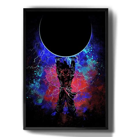 Quadro Decorativo Emoldurado Goku Genki Dama Dragon Ball Arte Para Sala