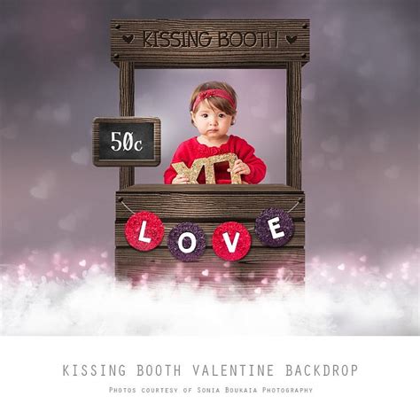 Valentine Kissing Booth Digital Backdrop 16×20
