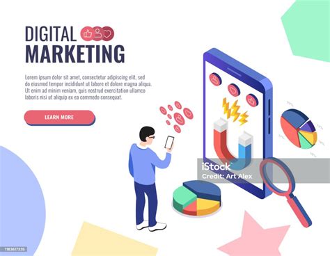 Konsep Pemasaran Digital Spanduk Web Infografis Ilustrasi Vektor