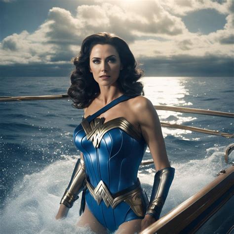 Lynda Carter Wonder Woman In Her Blue Latex Diving By Edwardedwardsiii