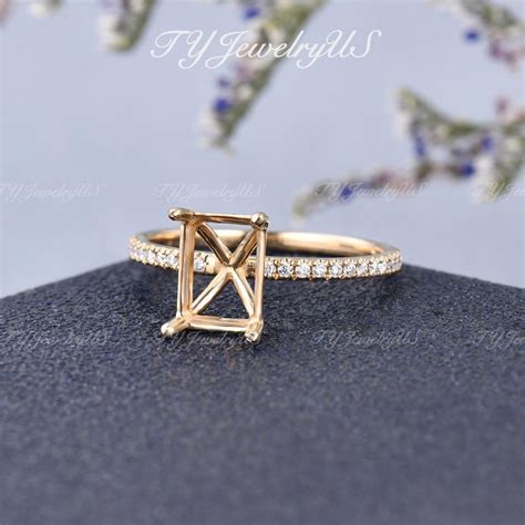 Yellow Gold Emerald Ring Setting Custom Emerald Cut Semi Mount
