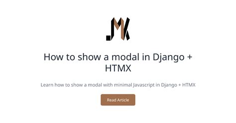 How To Show A Modal In Django Htmx Josh Karamuth
