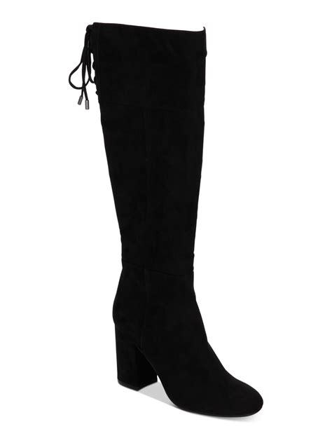 Kenneth Cole Womens Black Lace Corie Round Toe Block Heel Zip Up Boots