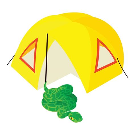 Anaconda Icon Isometric Vector Green Anaconda Near Yellow Open Camping