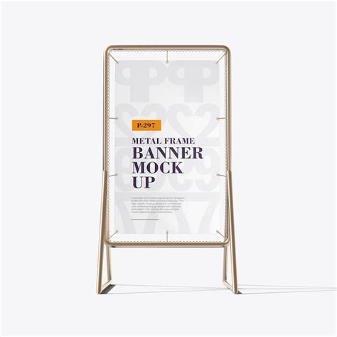Premium Psd Banner On Metal Frame Stand Mockup Front View