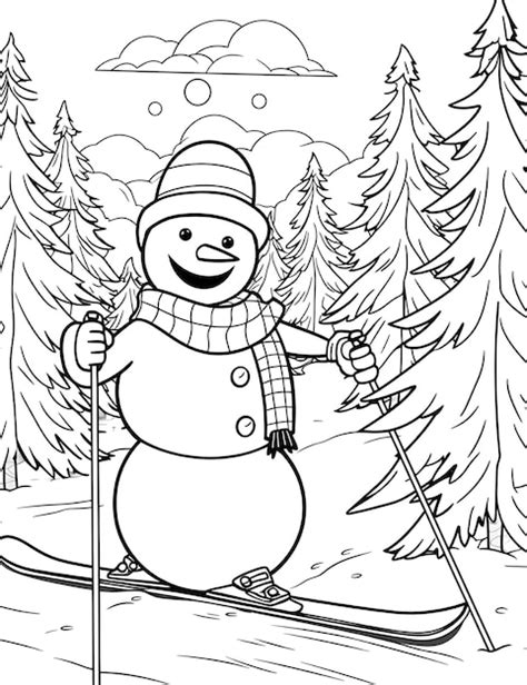 아이들을 위한 귀여운 크리스마스 색칠 페이지 프리미엄 사진