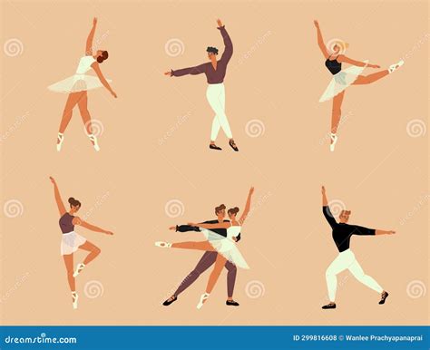 Female Ballet Dancer Set Beautifull Slim Ballerina Dancing Classical
