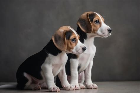 Premium Photo Beagle Tricolor Puppies Are Posing Cute Whitebraunblack