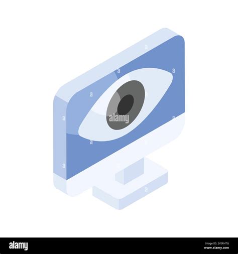 Eye Inside Monitor Denoting Concept Isometric Icon Of Monitoring Stock