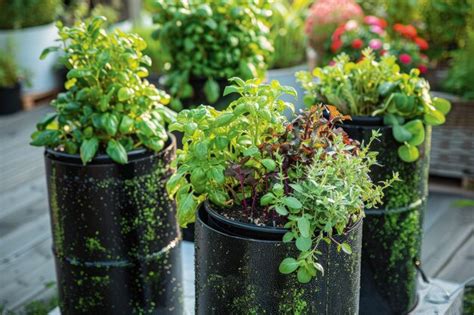 Un Groupe De Plantes En Pot Assises Sur Une Table En Bois Image