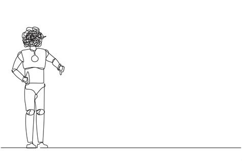 single continuous line drawing robot with round scribbles instead of