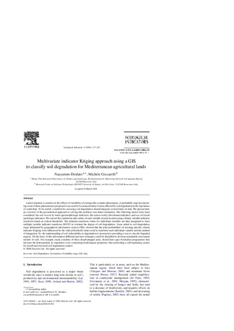 Pdf Multivariate Indicator Kriging Approach Using A Gis To Classify