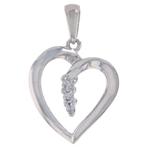White Gold Diamond Heart Pendant 14k Round Brilliant Love For Sale At