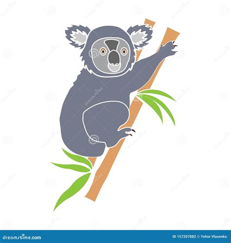 Australian Koala Icon In Colour Style Isolated On White Background