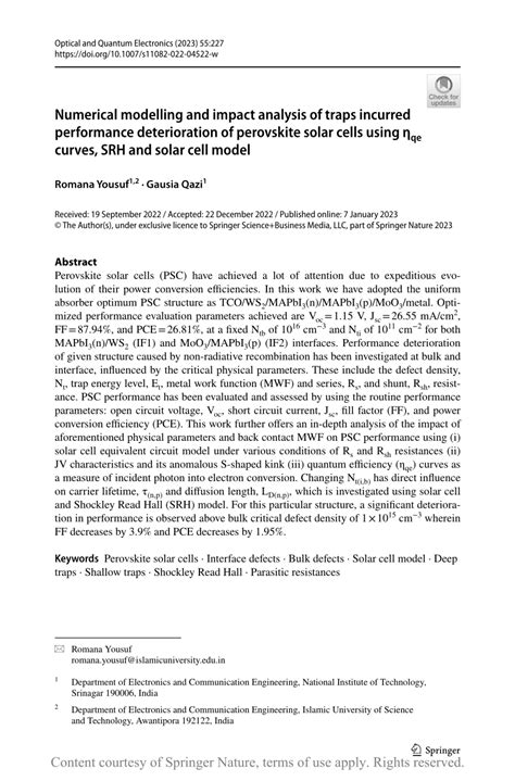 Numerical Modelling And Impact Analysis Of Traps Incurred Performance