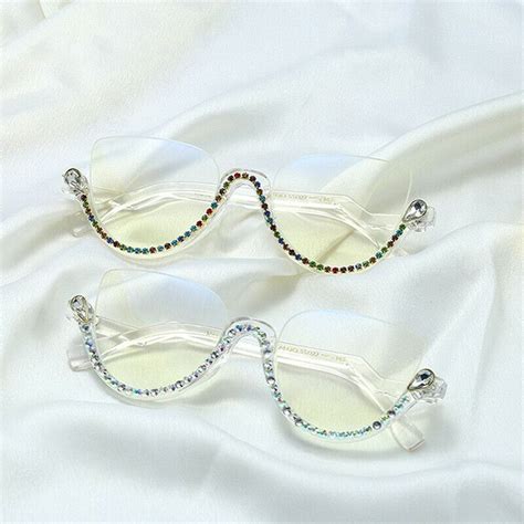 Womens Rhinestone Eyeglass Frames Blue Light Blocking Glasses Frame Rx