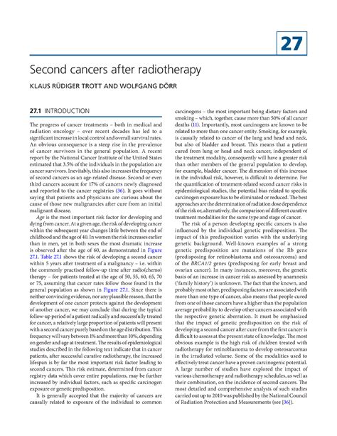 Second Cancers After Radiotherapy An Obvious Consequence Is A Steep