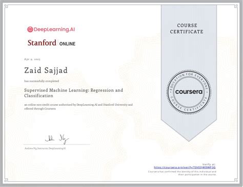 Machinelearning Supervisedlearning Datascience Ai Coursera Andrewng Zaid Sajjad