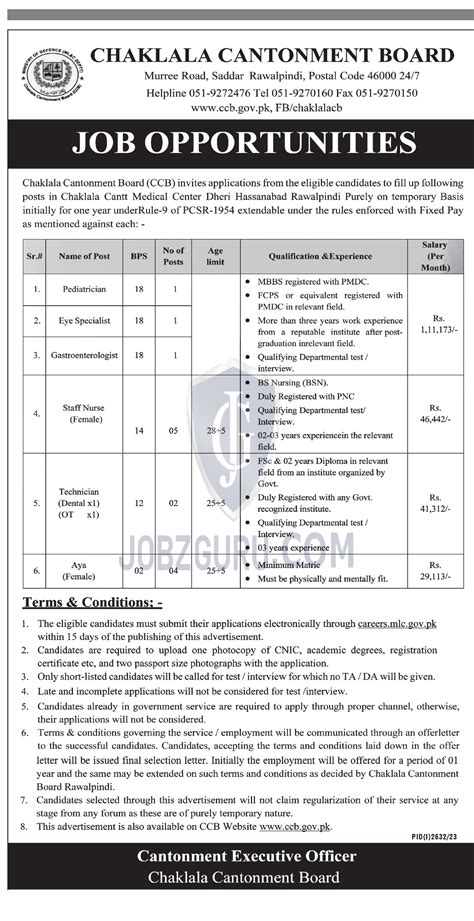 Cantonment Board Latest Jobs 2025 Jobs Advertisement Pakistan