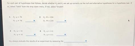 Solved For Each Pair Of Hypotheses That Follows Decide