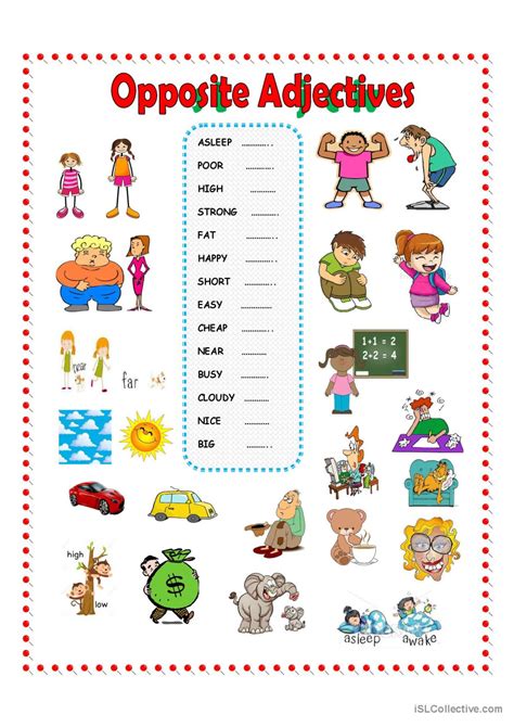 Opposite Adjectives English Esl Worksheets Pdf And Doc