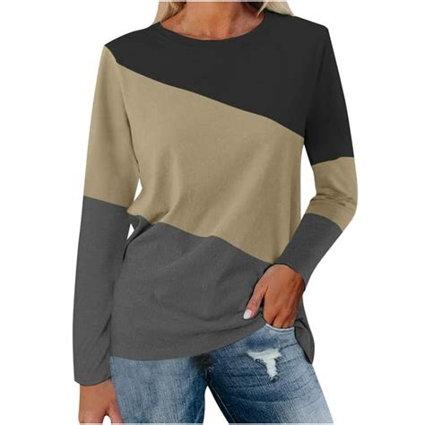 Bellzely Womens Long Sleeve Tops Clearance Womens Fashion Casual Long