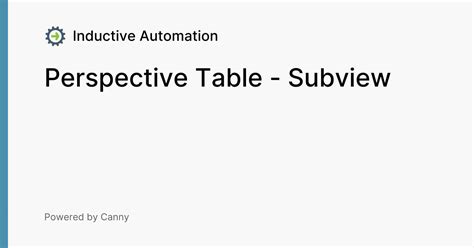 Perspective Table Subview Voters Inductive Automation