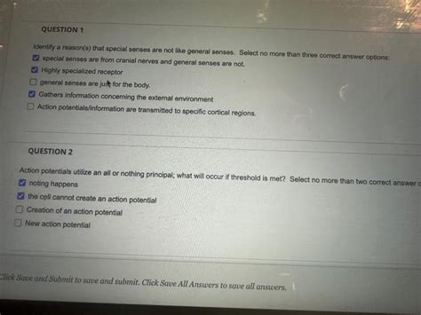Solved Question 1 Identify A Reason S That Special Senses