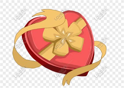 발렌타인 데이 붉은 심장 모양의 선물 상자 Png 일러스트 무료 다운로드 Lovepik