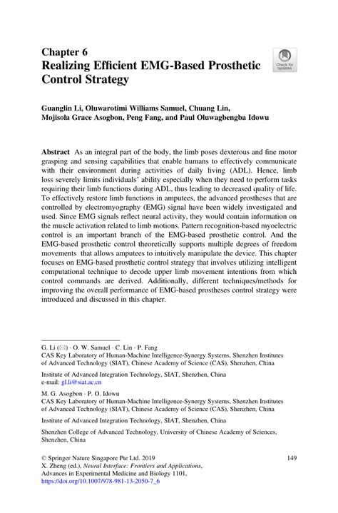 Pdf Realizing Efficient Emg Based Prosthetic Control Strategy