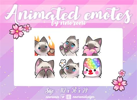 Set ANIMATED Siamese Cat Emotes Twitch Emotes Sub Badges Custom Emotes Cute Twitch