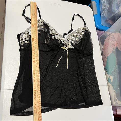 Cacique Lane Bryant Black Mesh Lace Cami Lingerie Top Plus Size 22 24 H