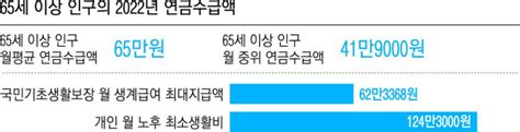 65세 이상 연금 수급자 월평균 65만원 수령…‘최소 생활비의 절반뿐