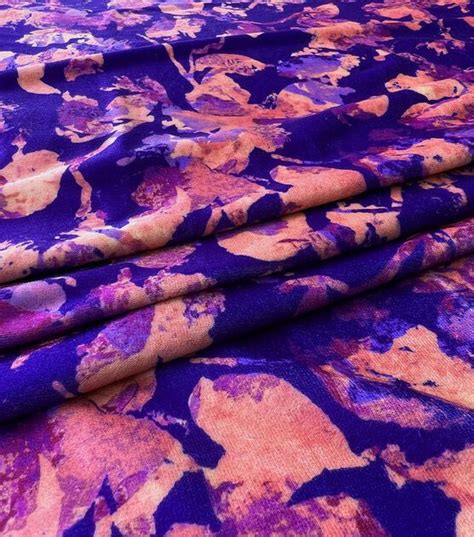 Floral On Dark Blue Satin Velvet Fabric Joann