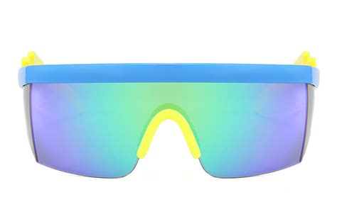 Oem China Retro Semi Rimless One Piece Zig Zag Temple Sunglasses