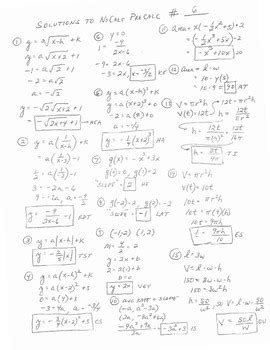 PreCalc NoCalc Mathacrostics Parent Functions Average Rate Of Change