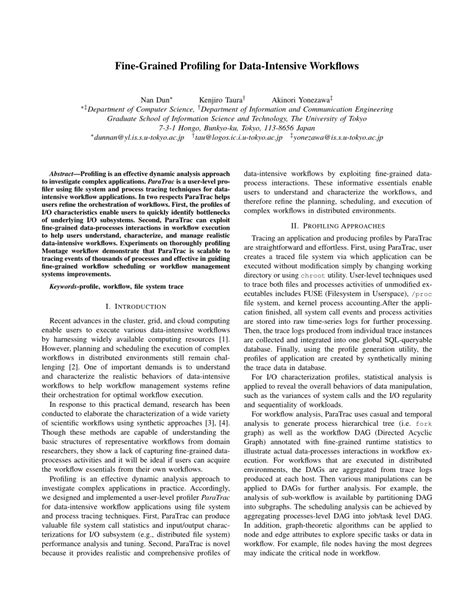 Pdf Fine Grained Profiling For Data Intensive Workflows