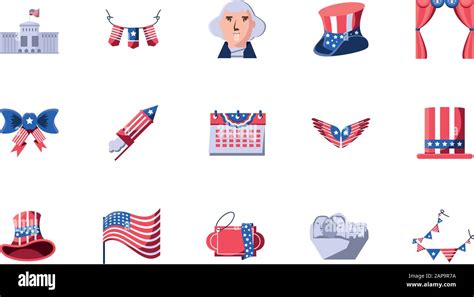 Usa Icon Set Design United States America Independence Nation Us