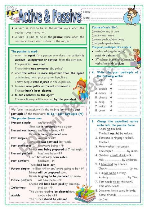 Active And Passive Esl Worksheet By Missola