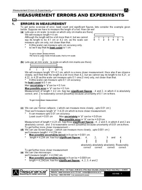 Measurement Errors And Experiments An In Depth Look At Significant Figures And Error Propagation