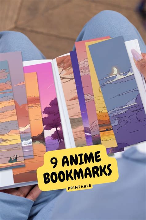 Anime Bookmark Set Of 9 Printable Bookmarks Anime Sky Bookmarks