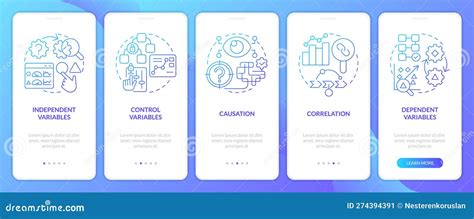 Causal Research Variables Blue Gradient Onboarding Mobile App Screen Stock Vector Illustration