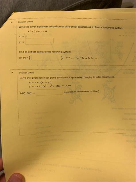 solved 6 question details write the given nonlinear