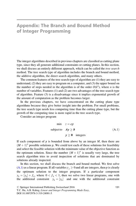 Appendix The Branch And Bound Method Of Integer Programming Docslib