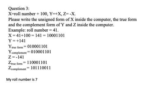 Solved Question X Roll Number Y X Z X Please Chegg Com
