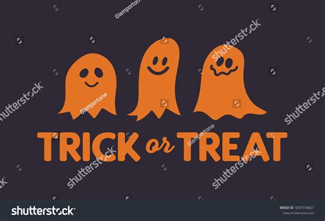 Cute Cartoon Ghost Trick Treat Text Stock Vector Royalty Free